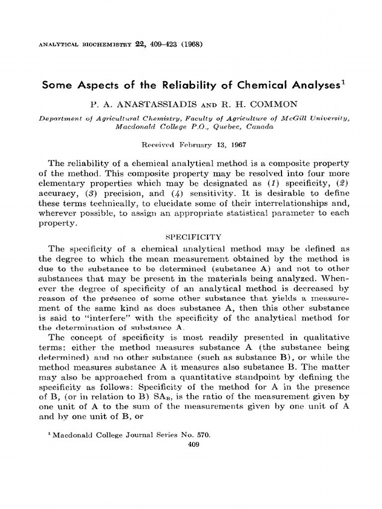 0B P Some Aspect Reliability Chemical Analyses | PDF | Variance ...