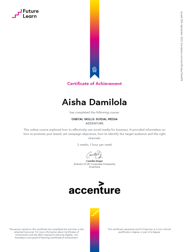 Digital-Skills-Social-Media Certificate of Achievement T1erd98 | PDF ...