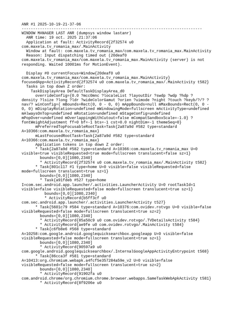 Dumpsys ANR WindowManager | PDF | Mobile Phones | Consumer Electronics