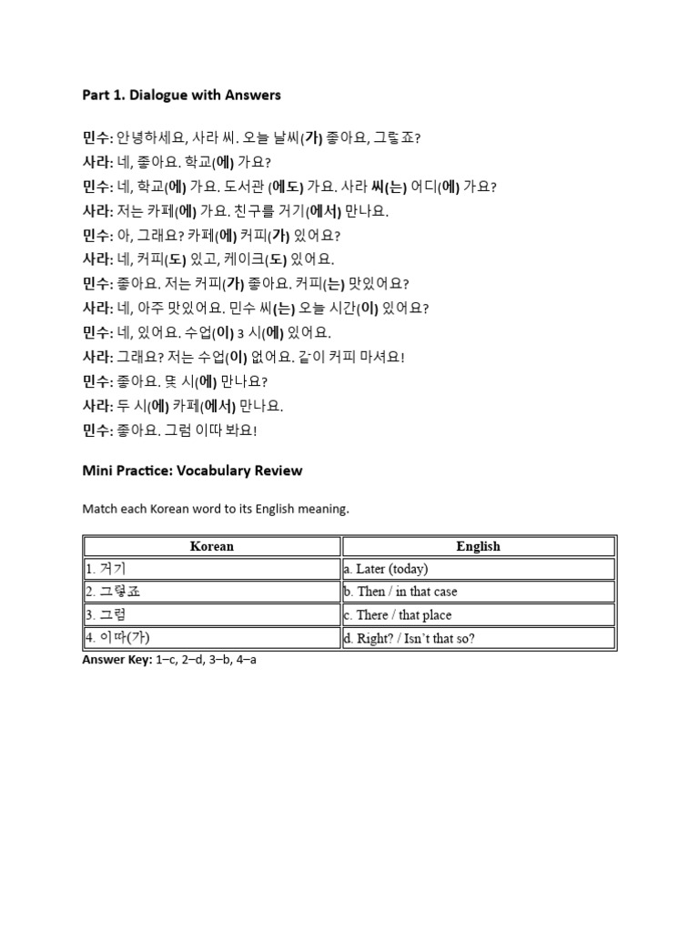 Week 8 - Dialogue With Answers | PDF