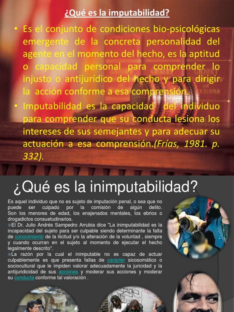 Inimputabilidad PRESENTACION | PDF | Derecho penal | Ciencias del ...