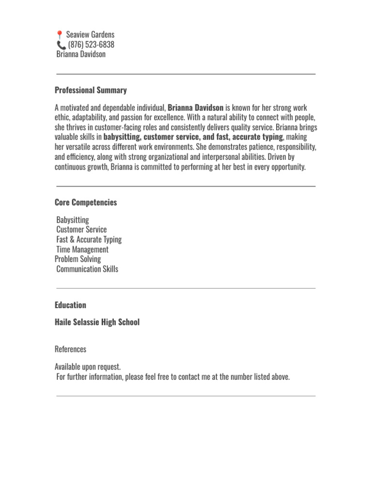 Resume For Brianna Davidson | PDF