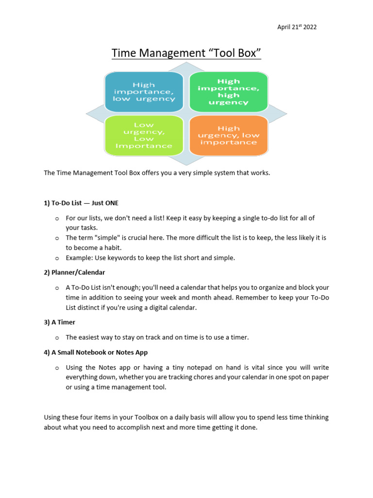 Time Management Tool Box | PDF