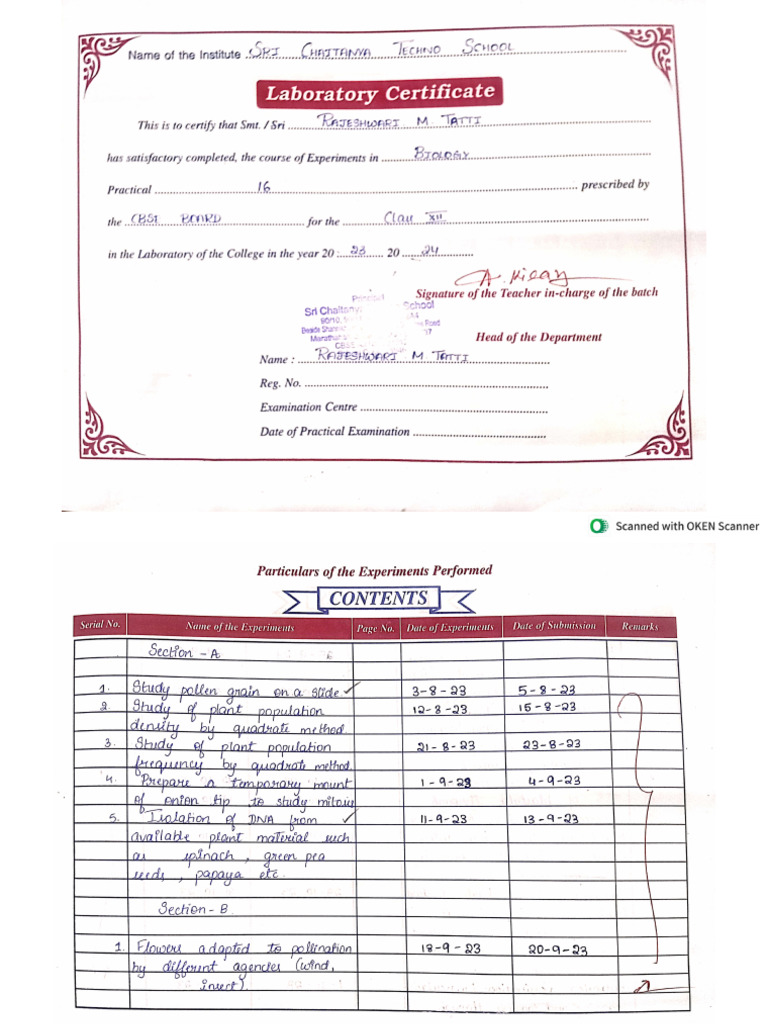 Biology Record | PDF