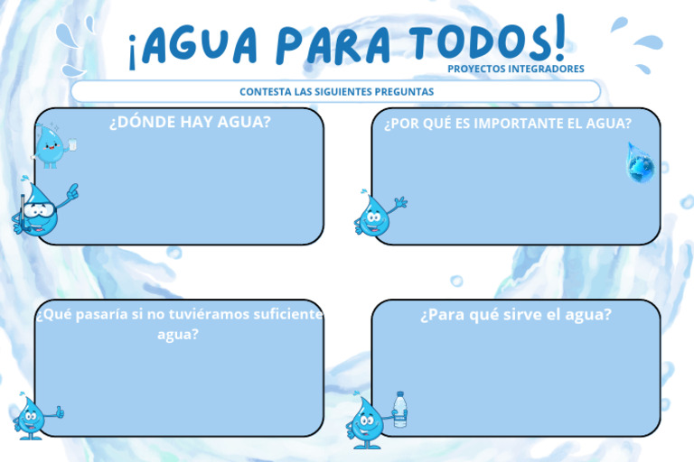 Póster Cuidemos El Agua Ilustrado Azul y Blanco | PDF