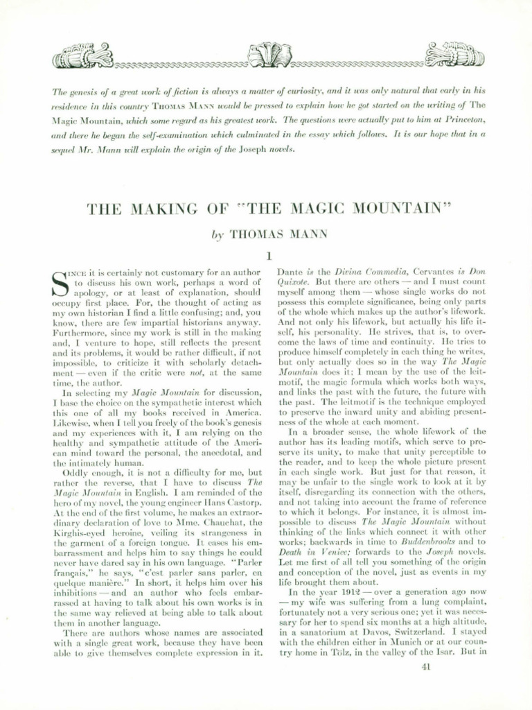 Mann On The Magic Mountain (Montaña Mágica) | PDF | Holy Grail