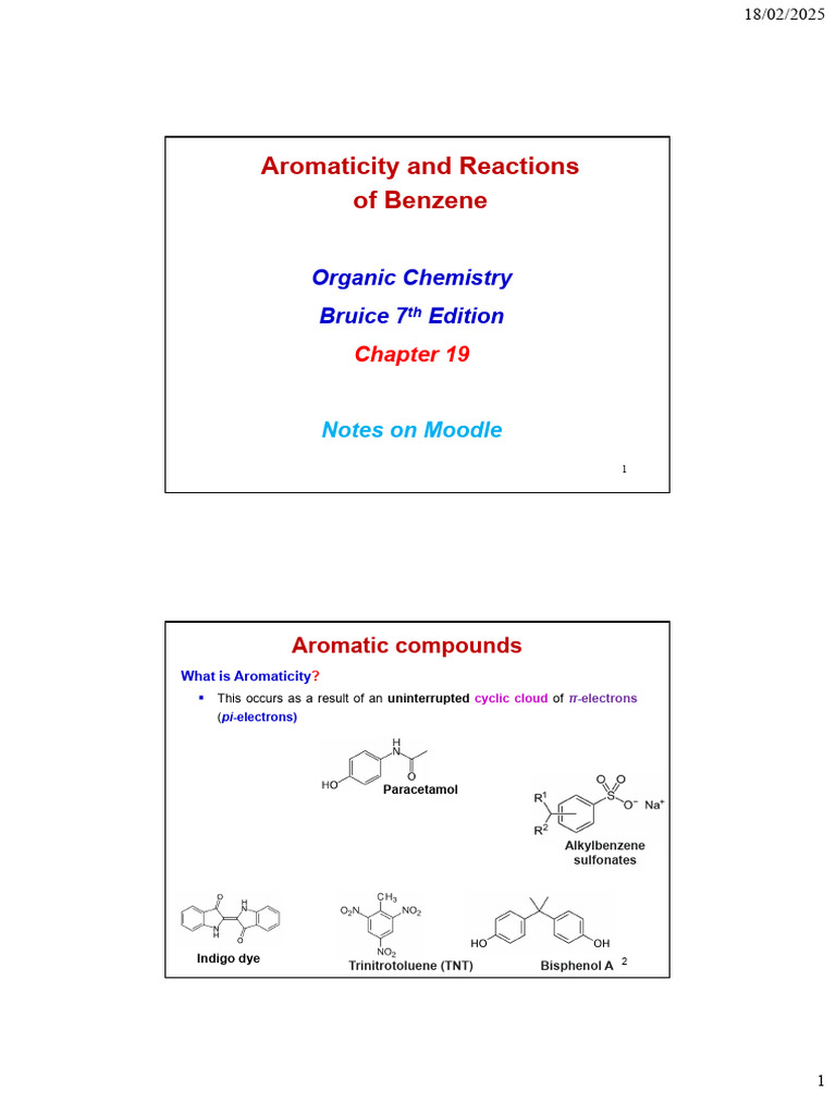 Lecture 1 - Aromaticity and Reactions of Benzene | PDF | Aromaticity ...
