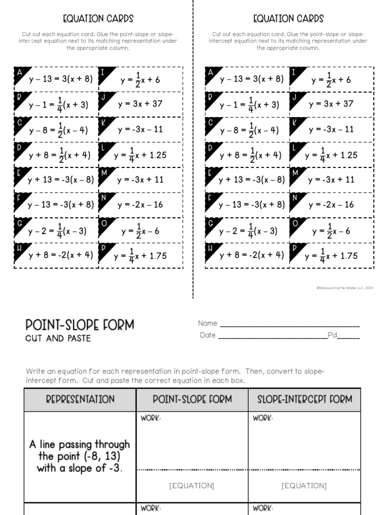 Point-Slope Form - Cut and Paste | PDF | Elementary Mathematics ...