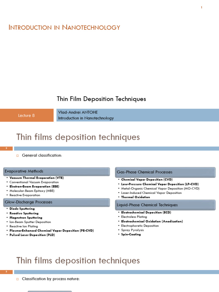 Thin Film Deposition Techniques | PDF | Thin Film | Sputtering