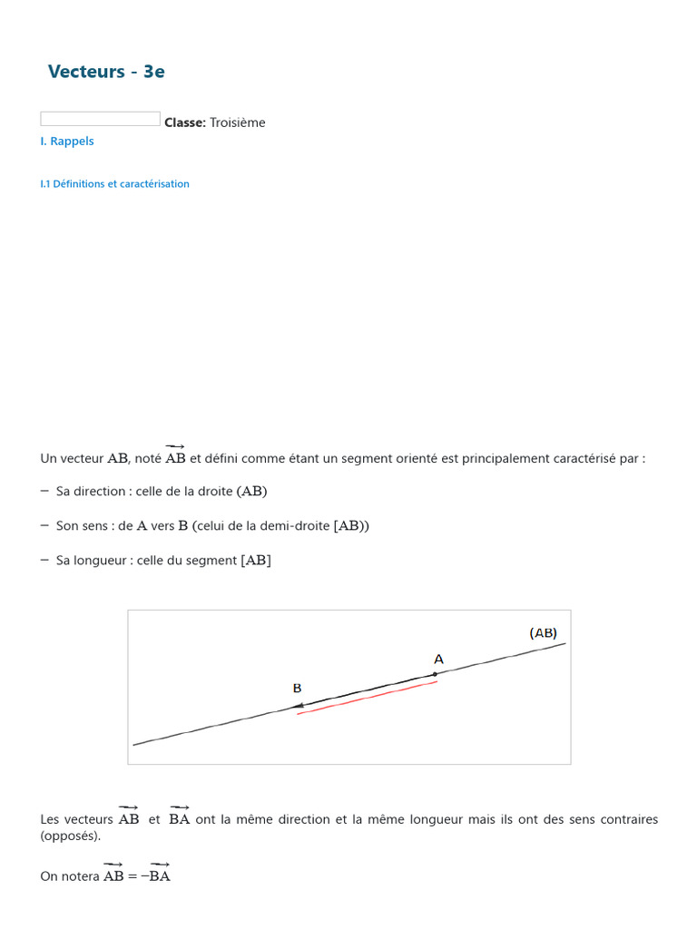 Vecteurs - 3e - Sunudaara | PDF | Concepts mathématiques | Algèbre générale