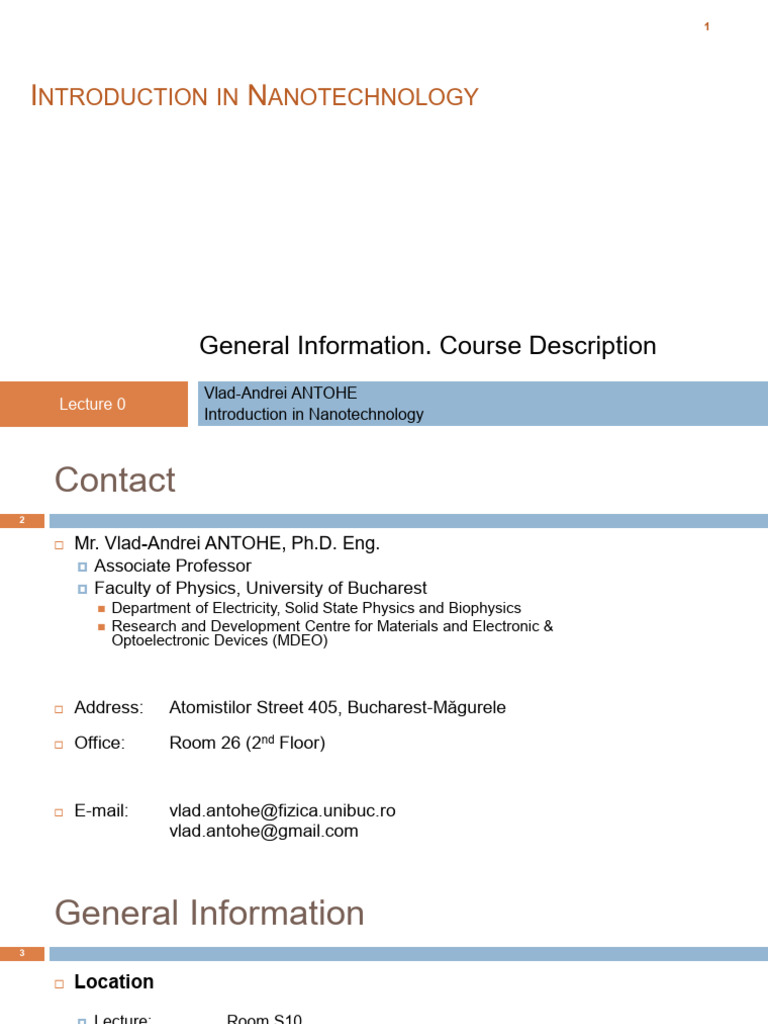 General Information. Course Description | PDF | Nanotechnology ...