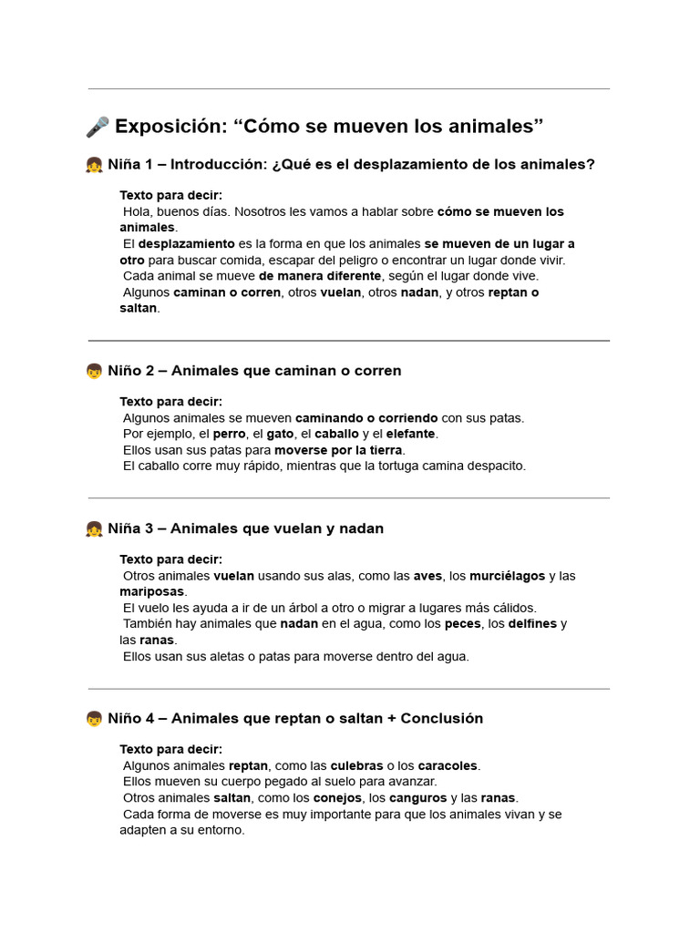 Formas de desplazamiento animal | PDF