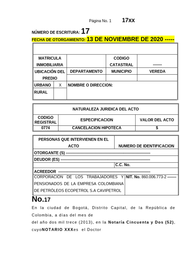 Fto Cancelacion Hipoteca Cavipetrol | PDF | Derecho Civil (Common Law)