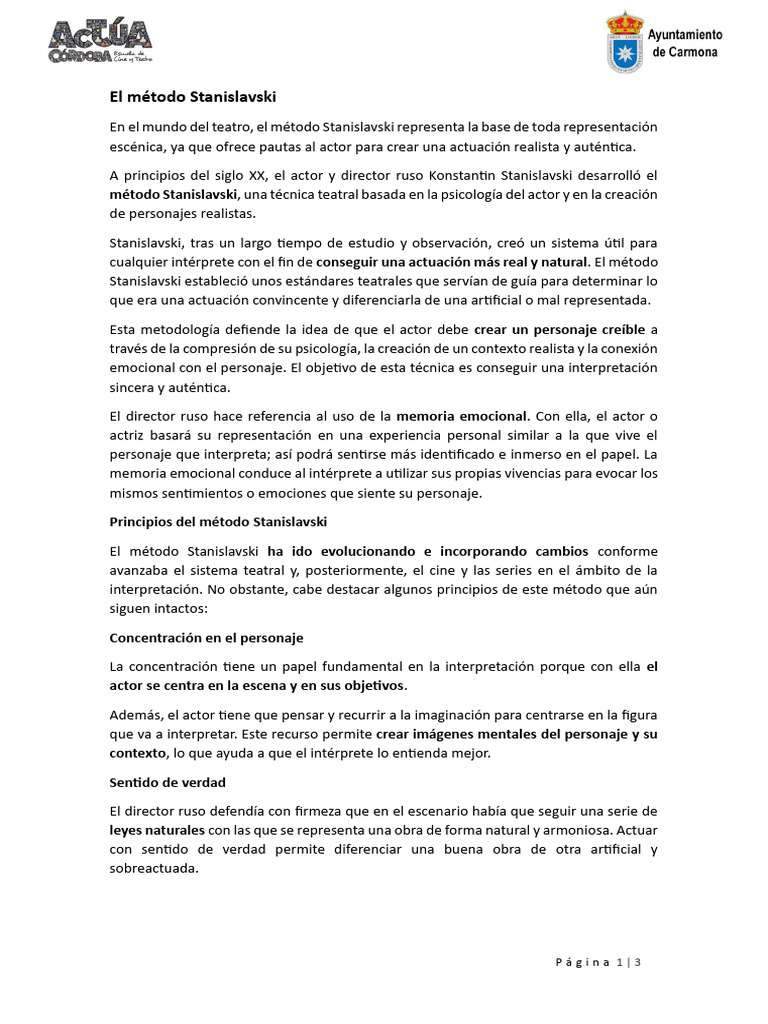 El Método Stanislavski - Creación Personajes | PDF | Interino | Actor