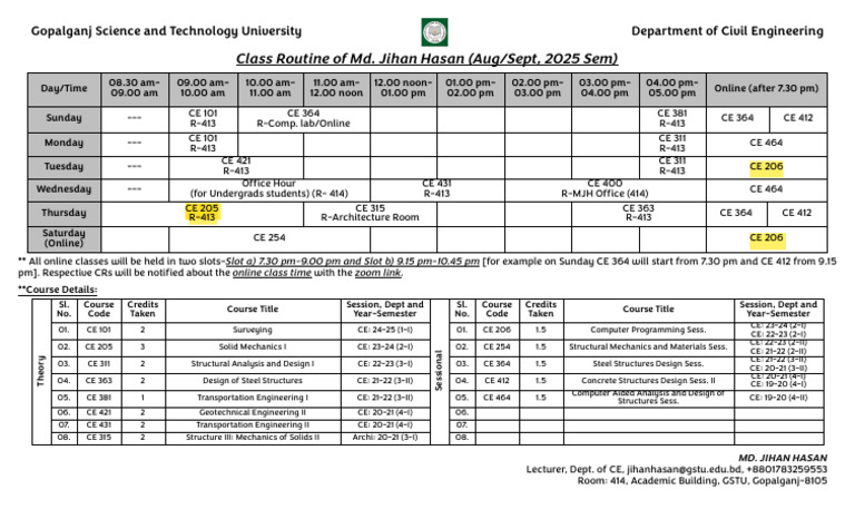 Class Routine MJH - For 23-24 | PDF | Applied And Interdisciplinary ...