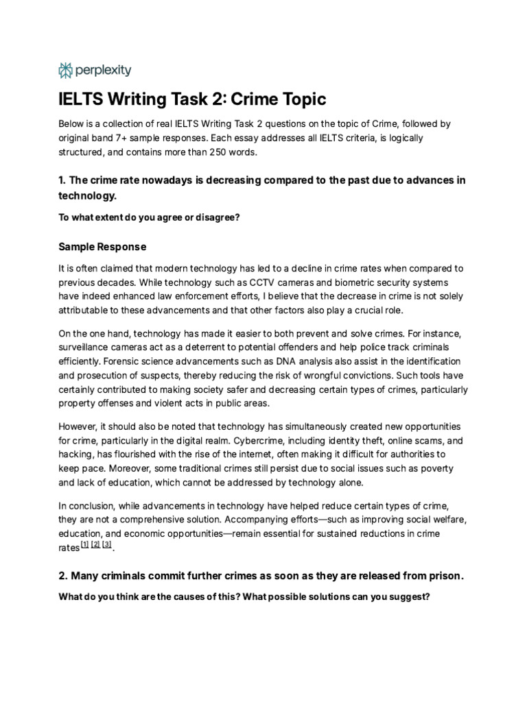 IELTS Writing Task 2: Crime Essays | PDF | Crimes | Crime & Violence