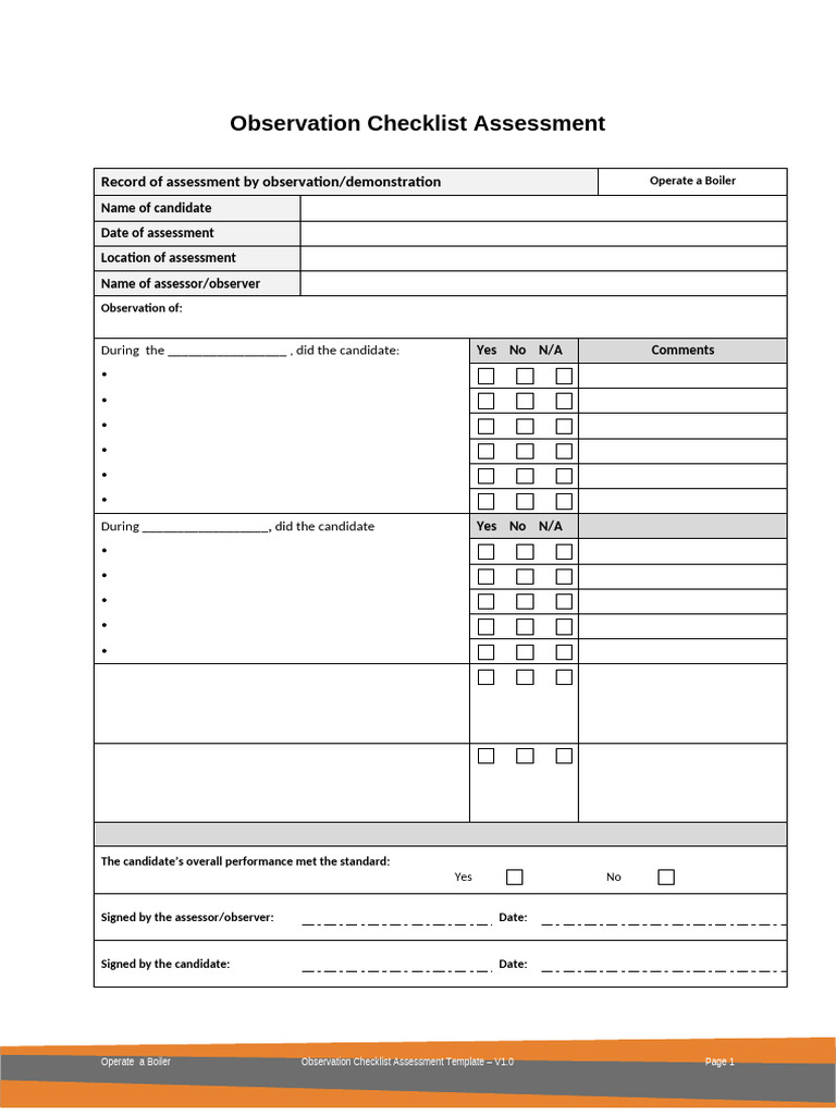 Boiler Operation Assessment Checklist | PDF