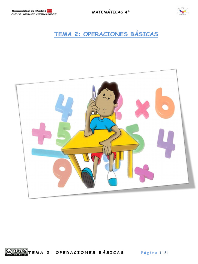 Operaciones Básicas en Matemáticas 4º | PDF | División (Matemáticas ...