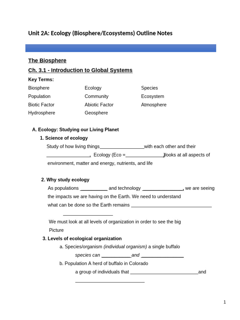 Honors Bio CH 3 Outline | PDF | Climate Change | Equator