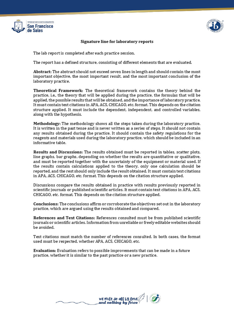 Laboratory Report Structure and Evaluation | PDF | Methodology | Citation
