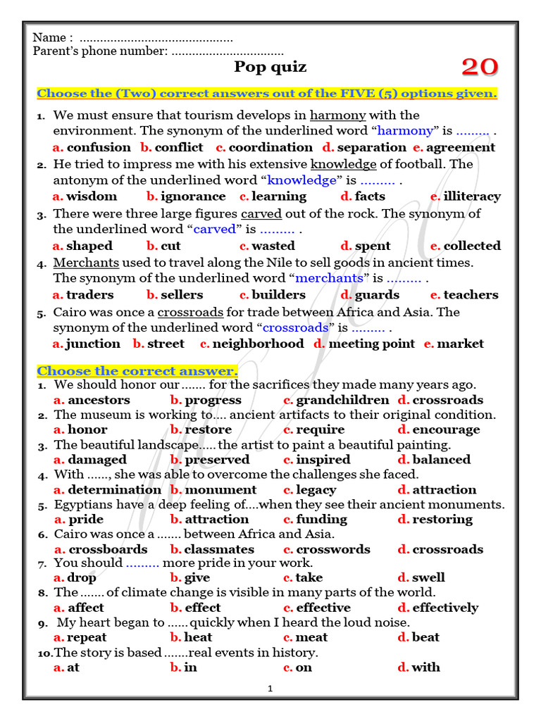 Pop Quiz 01 1st | PDF