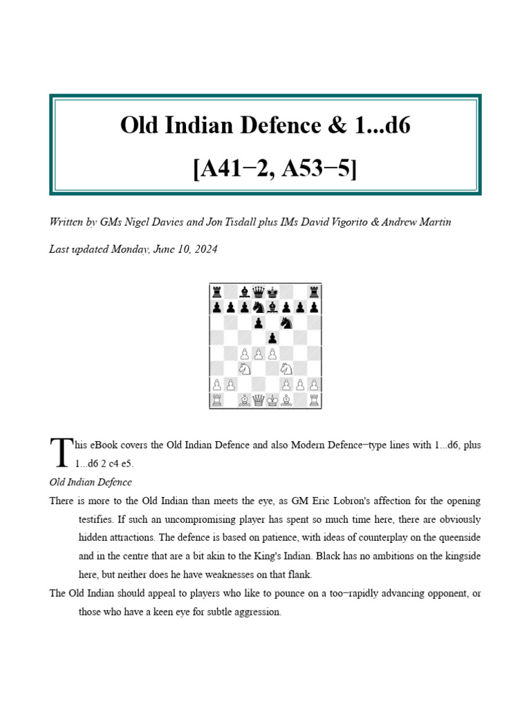 Old Indian | PDF | Chess Openings | Chess Theory