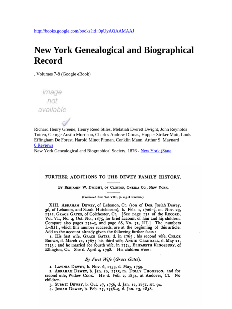Dewey Family History | PDF