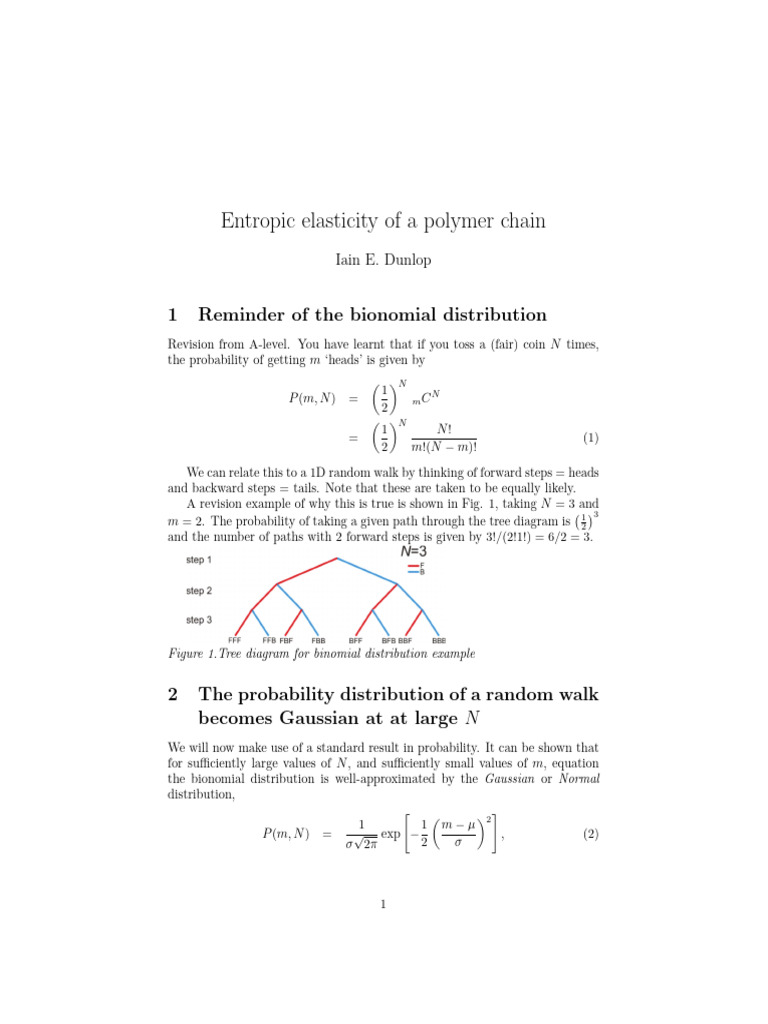 Entropic Elasticity of Polymers | PDF | Normal Distribution | Applied ...