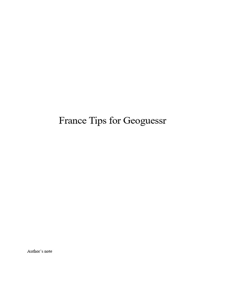 Geoguessr Tips for France | PDF