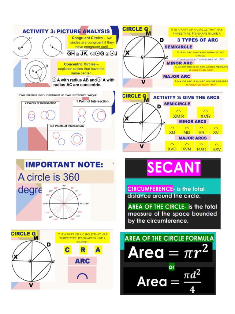 Math Notes 3rd Qtr - Circles | PDF