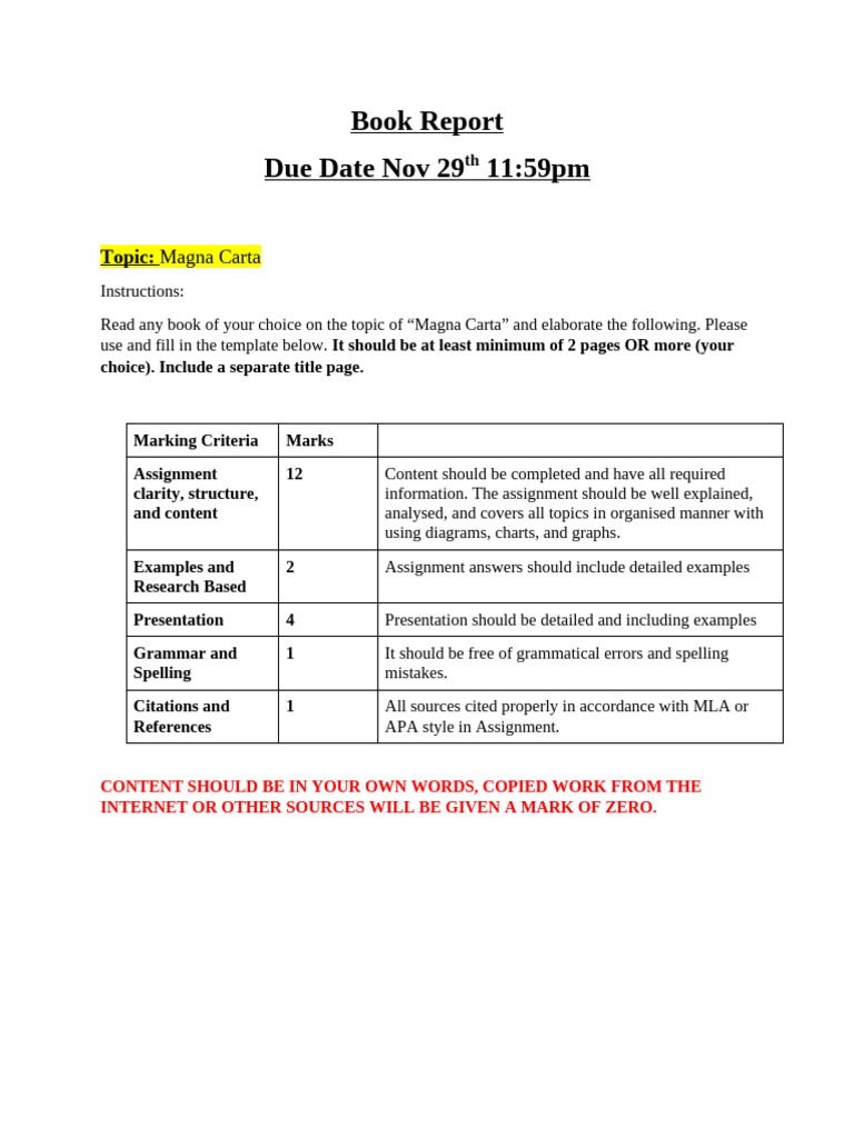 Ged Book Report-20%-Wed Class | PDF