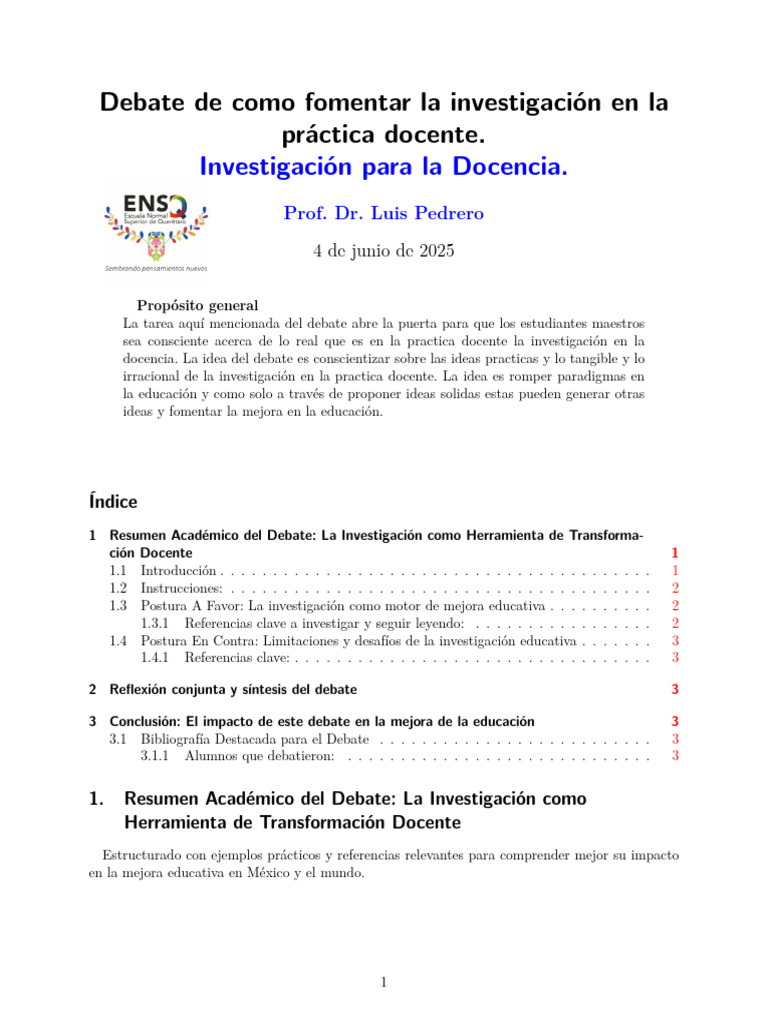 Debate Estudiantil | PDF | Enseñando | Maestros