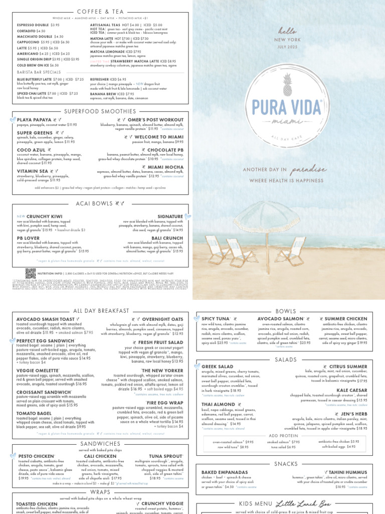 Pura Vida Menu | PDF | Salad | Pesto