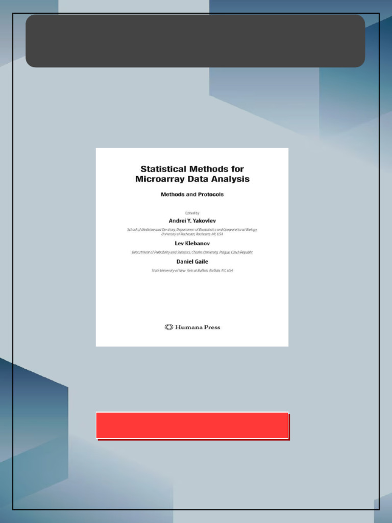 Statistical Methods For Microarray Data Analysis Methods and Protocols 1st Edition Andrei Y ...