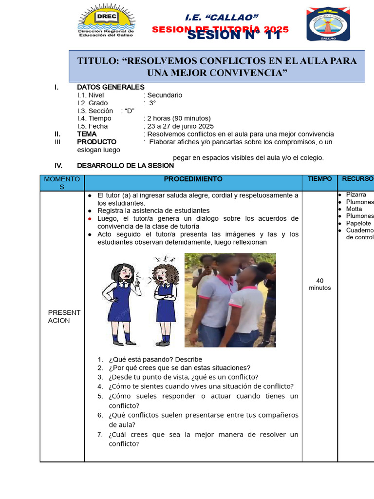 SESION 11 (Resolviendo Conflictos) | PDF