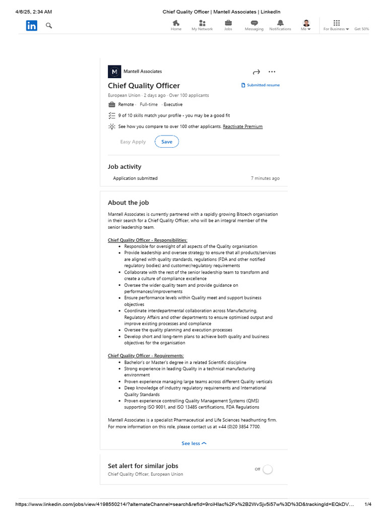 Chief Quality Officer Opportunity | PDF | Quality Management System ...