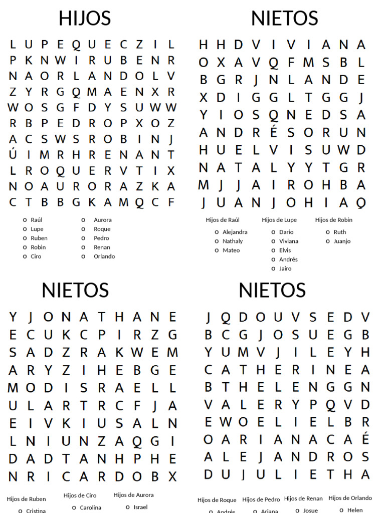 Sopa de Letras Crucigrama Abuelita | PDF