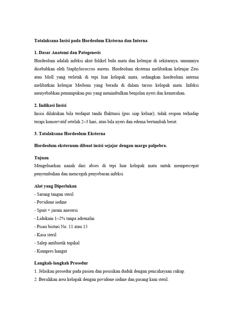 Tatalaksana Insisi Hordeolum | PDF