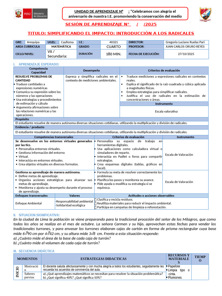 Unidad 7 Semana 2 Sesion 1 | PDF | Aprendizaje