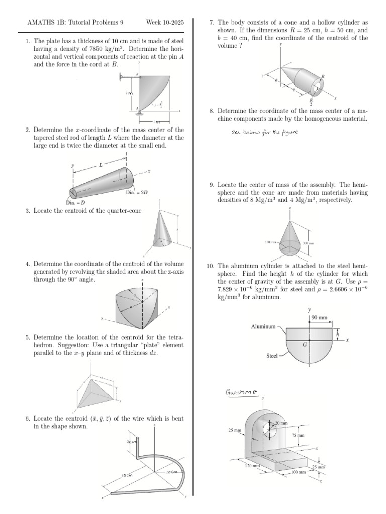 Centroid and Reaction Force Problems | PDF