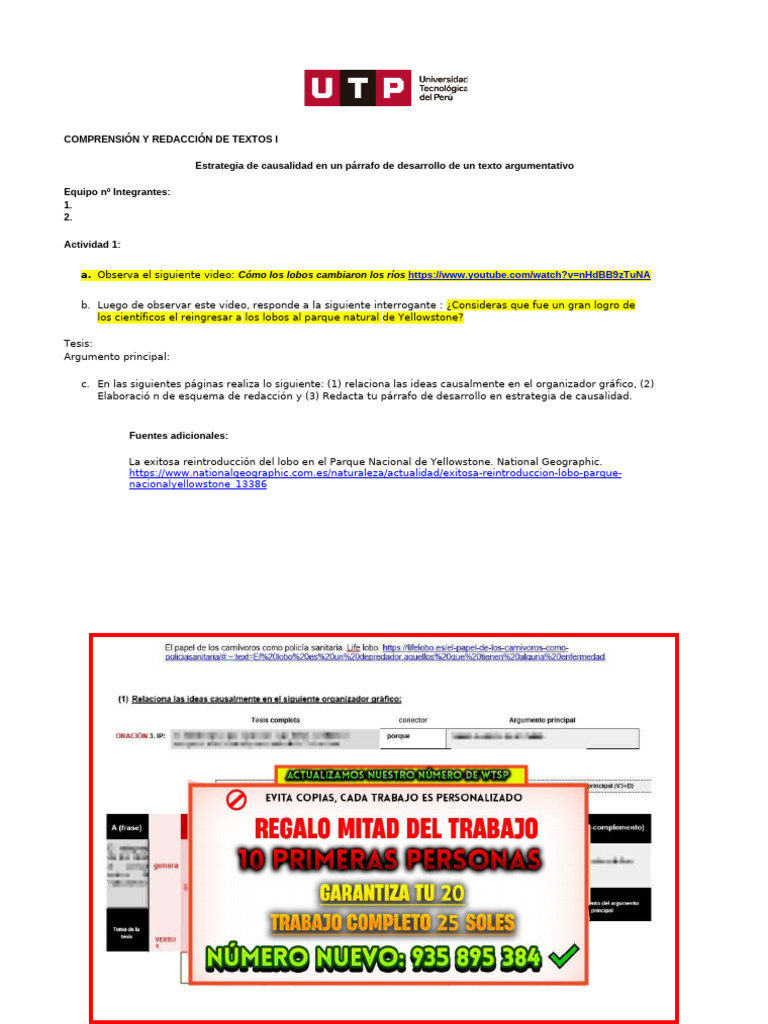 ? Semana 12 - Tema 01 Tarea - Aplicando La Estrategia de Causalidad (Terminado) (Redaccion 1 ...
