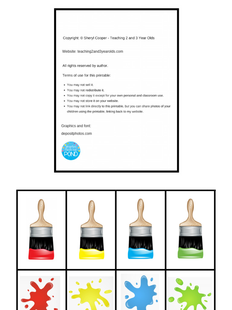 Paint Brush Color Matching Printable | PDF