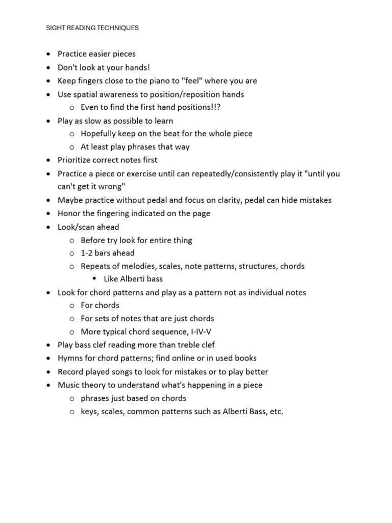 Sight Reading Techniques | PDF