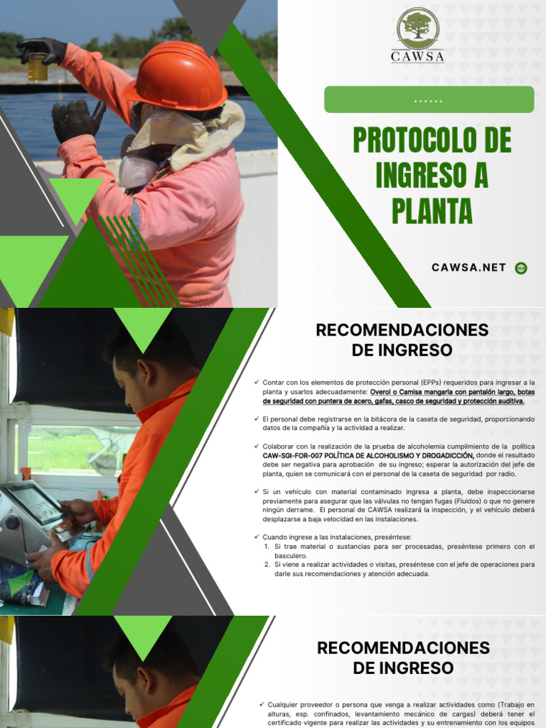CAW-HSE-FOR-083 Protocolo de Ingreso A Planta CAWSA | PDF | Residuos