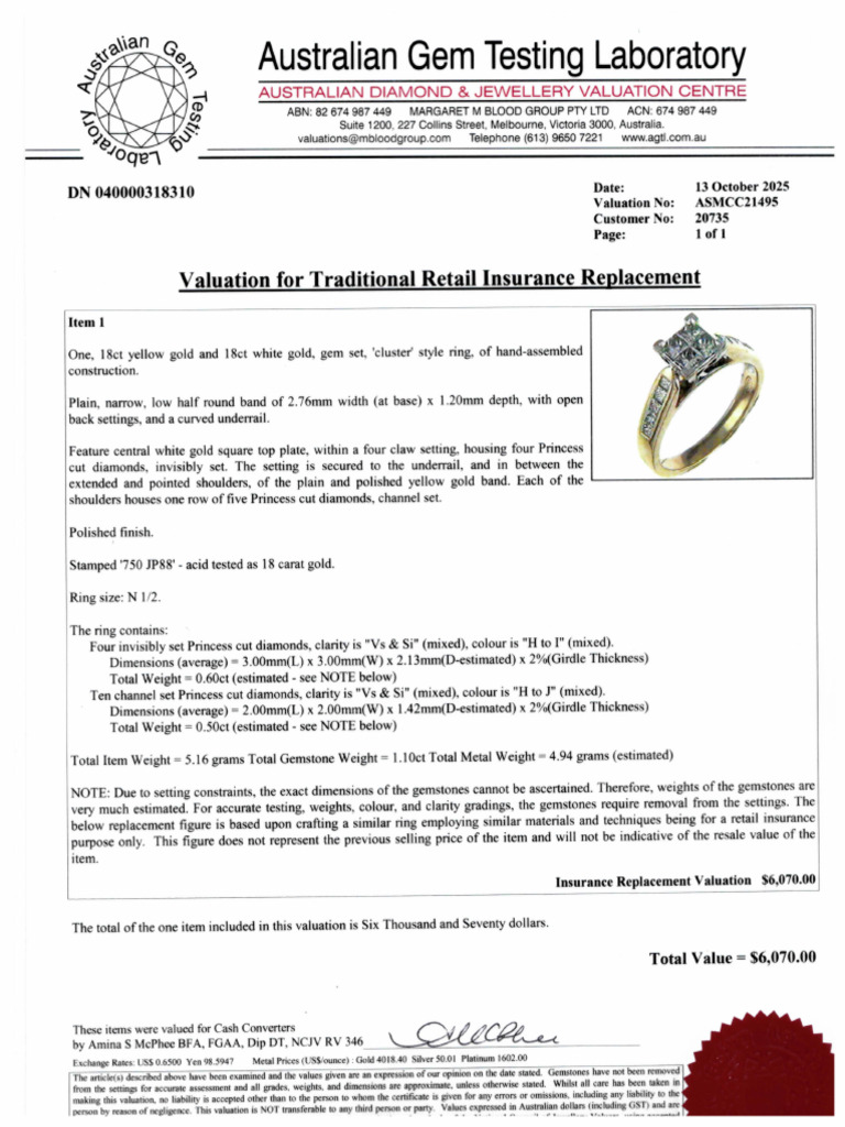 Clean Valuation Certificate 040000318310 | PDF