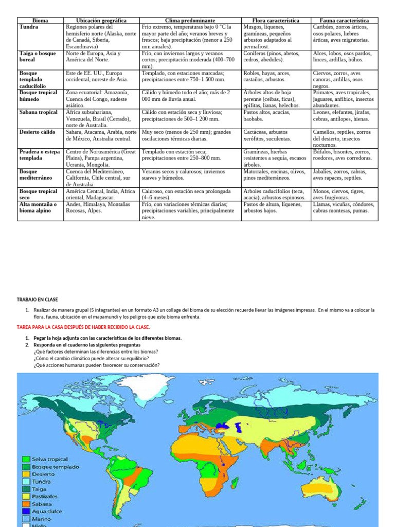 Características de los Biomas del Mundo | PDF | Clima | Ciencias de la ...