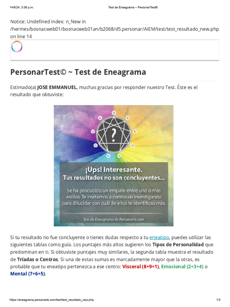 Test de Eneagrama PersonarTest© | PDF | Eneagrama de la personalidad ...