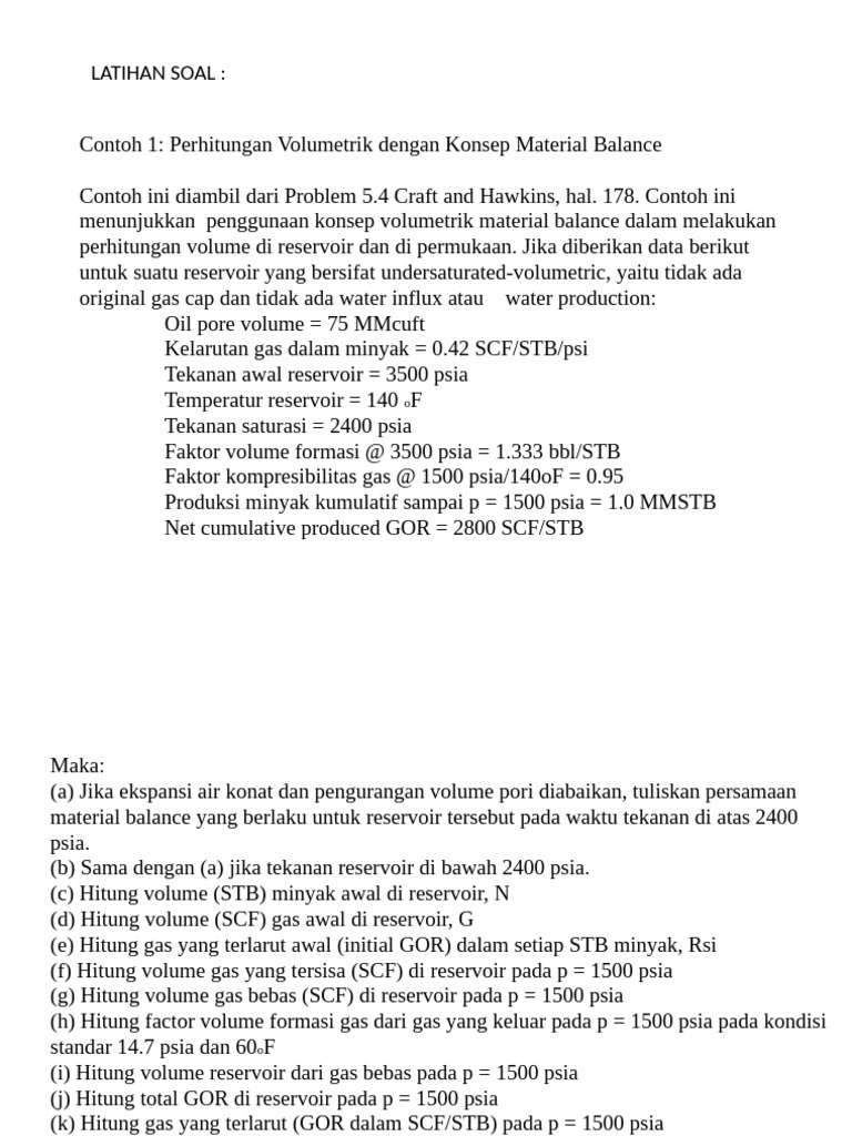 Perhitungan Material Balance Reservoir | PDF