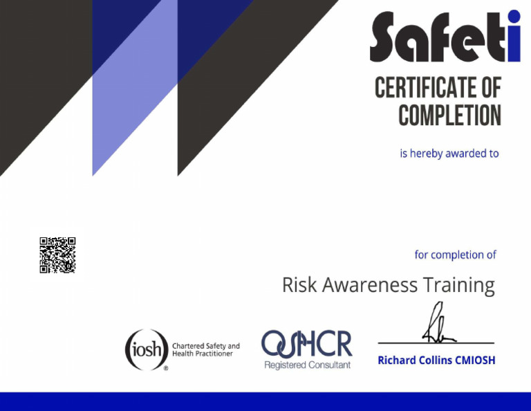 Risk Awareness Training Certificate Risk Awareness Training Online ...