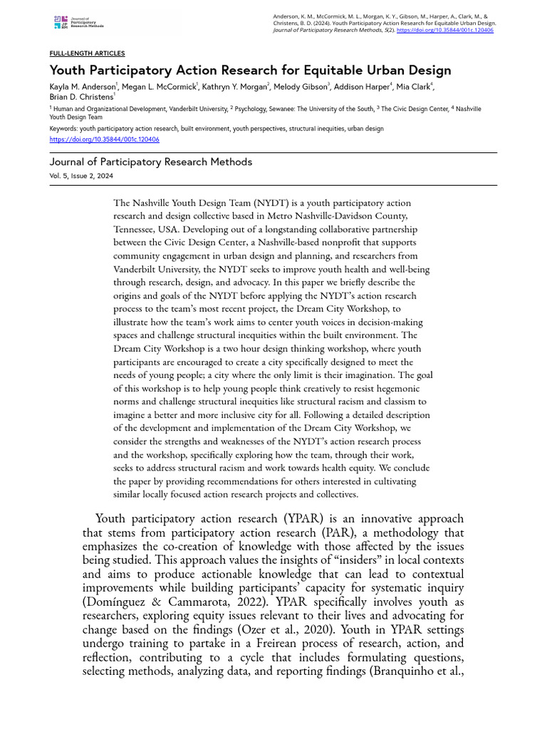 Youth Participatory Action Research For Equitable Urban Design | PDF ...